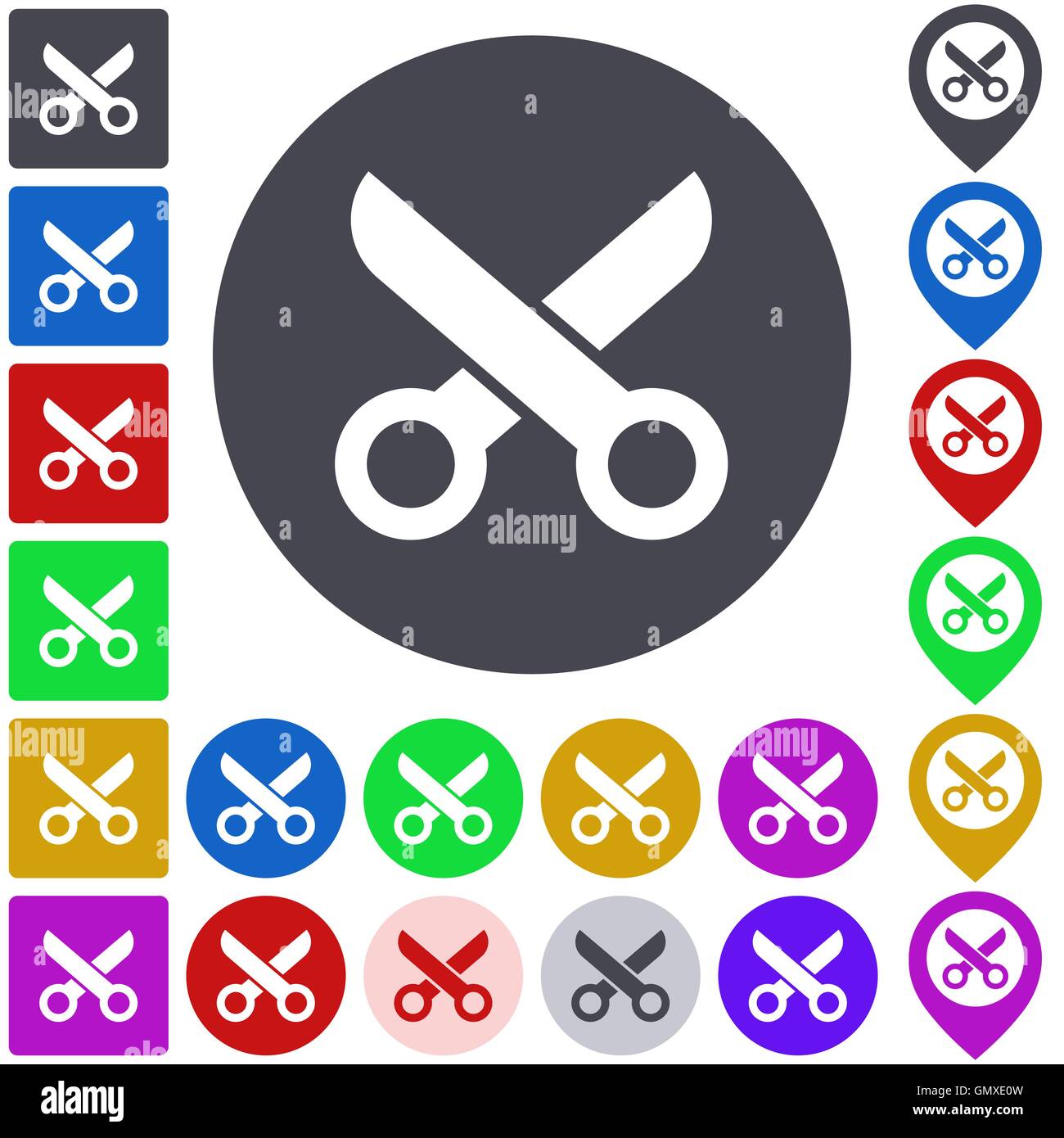 Color scissor icon set Stock Vector Image & Art - Alamy
