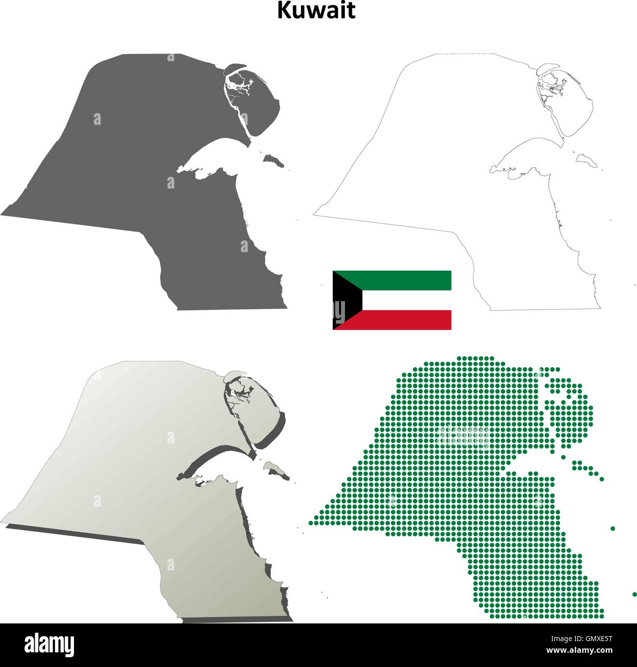 Kuwait outline map set Stock Vector Image & Art - Alamy
