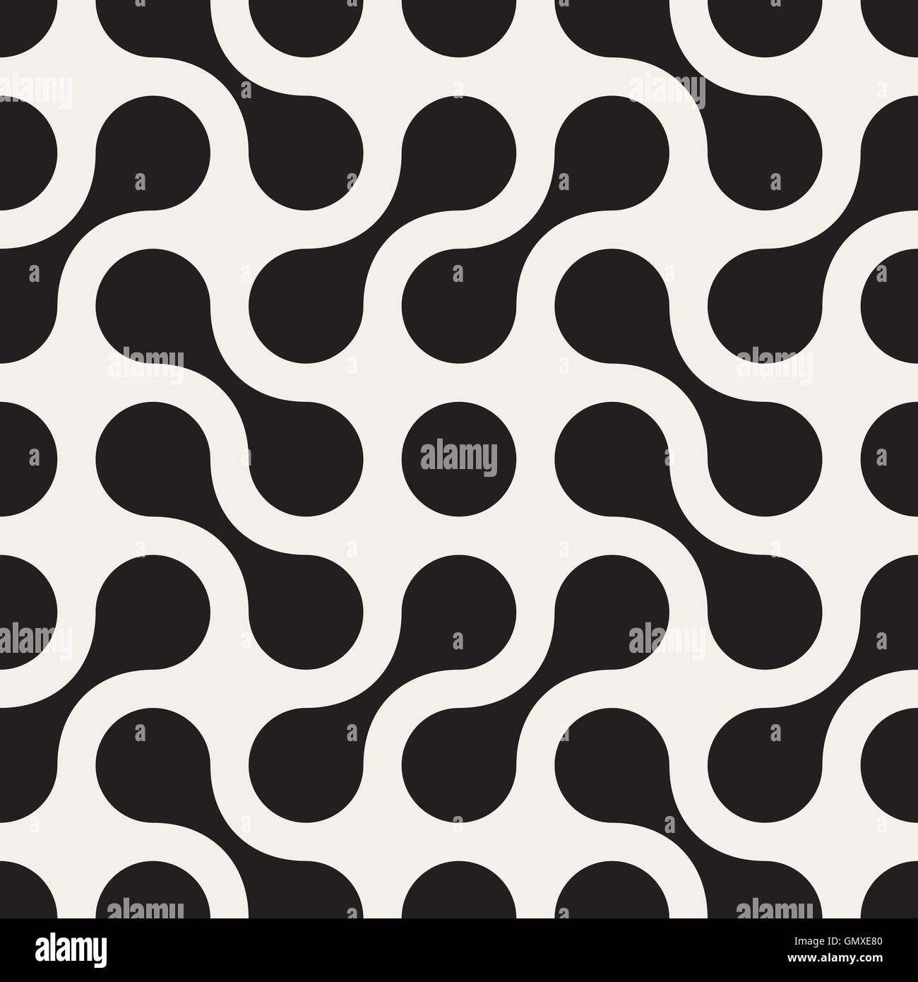 Vector Seamless Black and White Rounded Arc Connected Circles Pattern ...