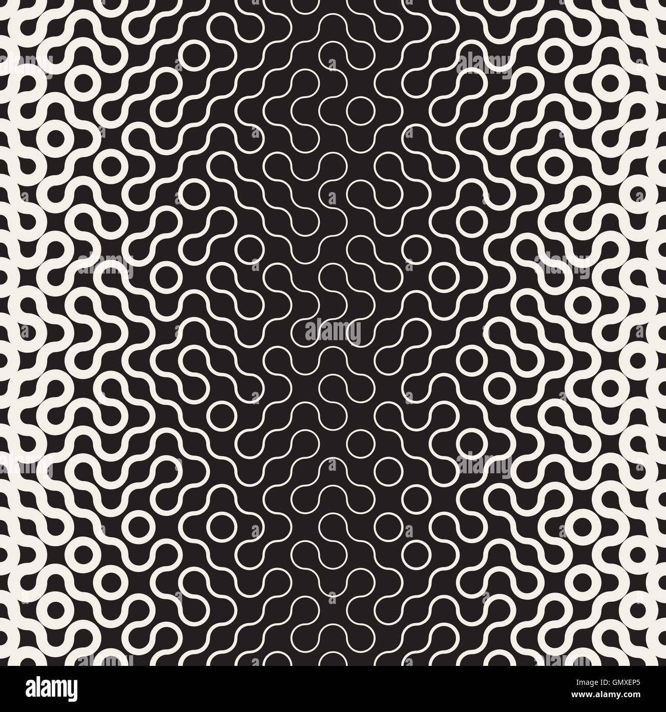 Vector Seamless Black and White Round Line Gradient Halftone Truchet Pattern Stock Vector Image ...
