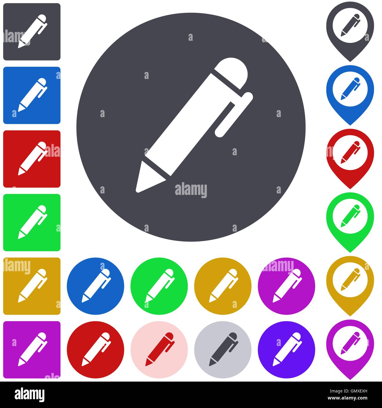 Color pen icon set Stock Vector Image & Art - Alamy
