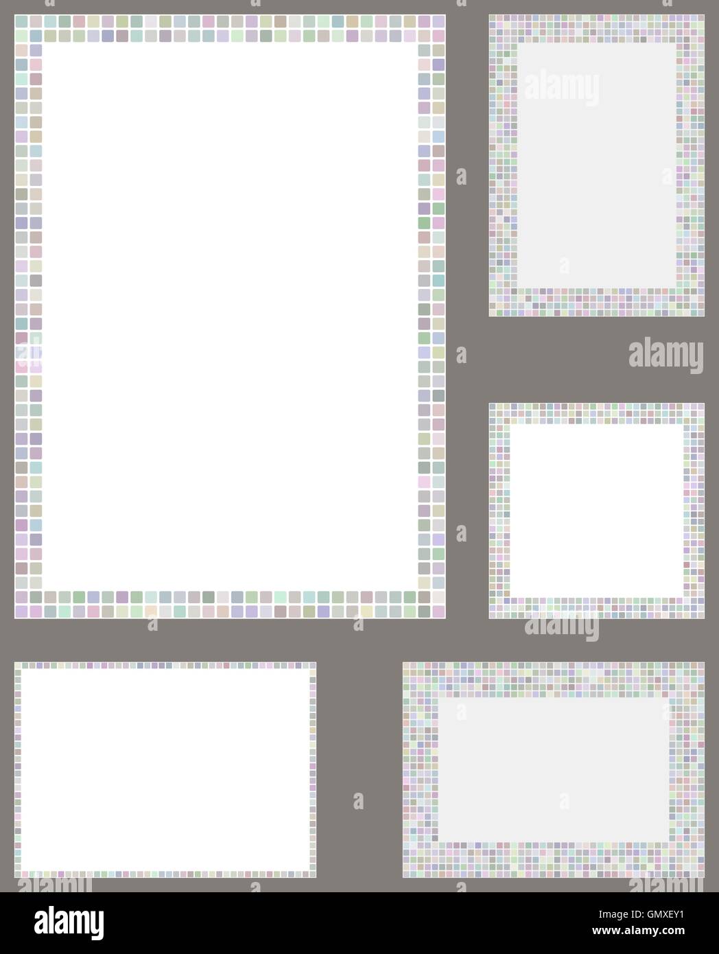 Light color pixel mosaic page border template set Stock Vector Image ...