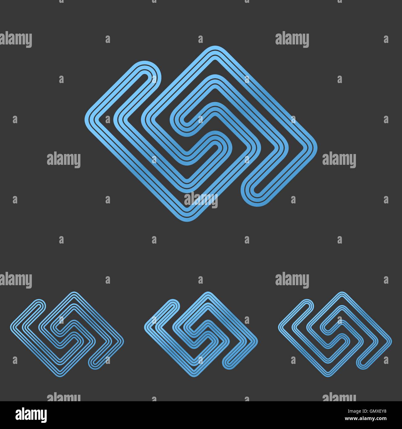 Blue line tech logo design set Stock Vector Image & Art - Alamy
