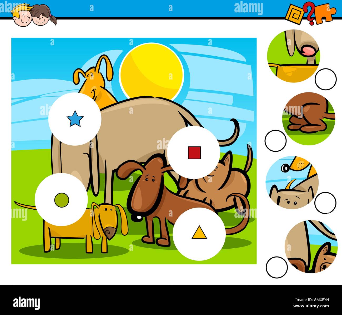 Cartoon Illustration of Educational Match the Elements Activity Game ...