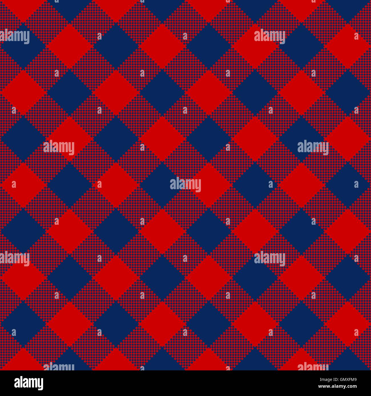 Blue red check diagonal textile seamless pattern. Vector illustration ...