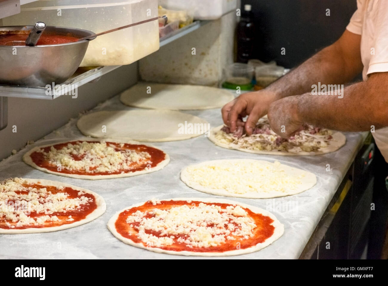 preparation of pizza Stock Photo - Alamy