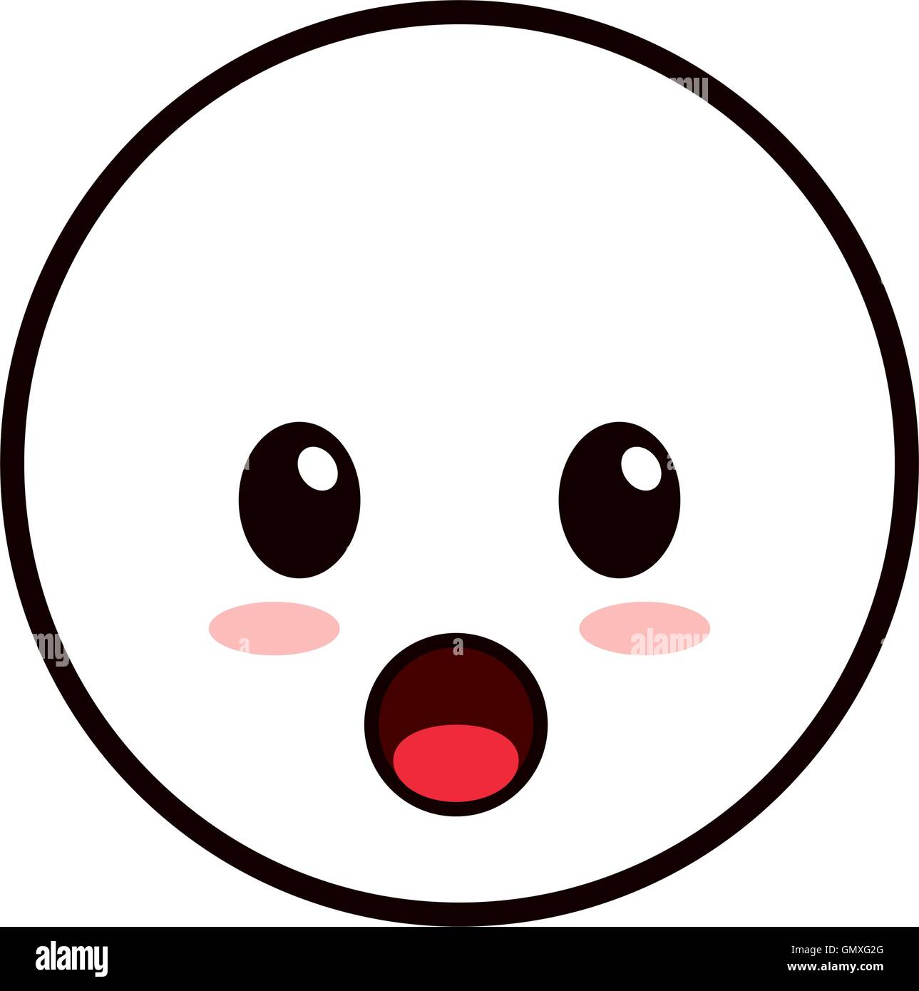 kawaii happy facial expression emoticon icon Stock Vector Image & Art ...