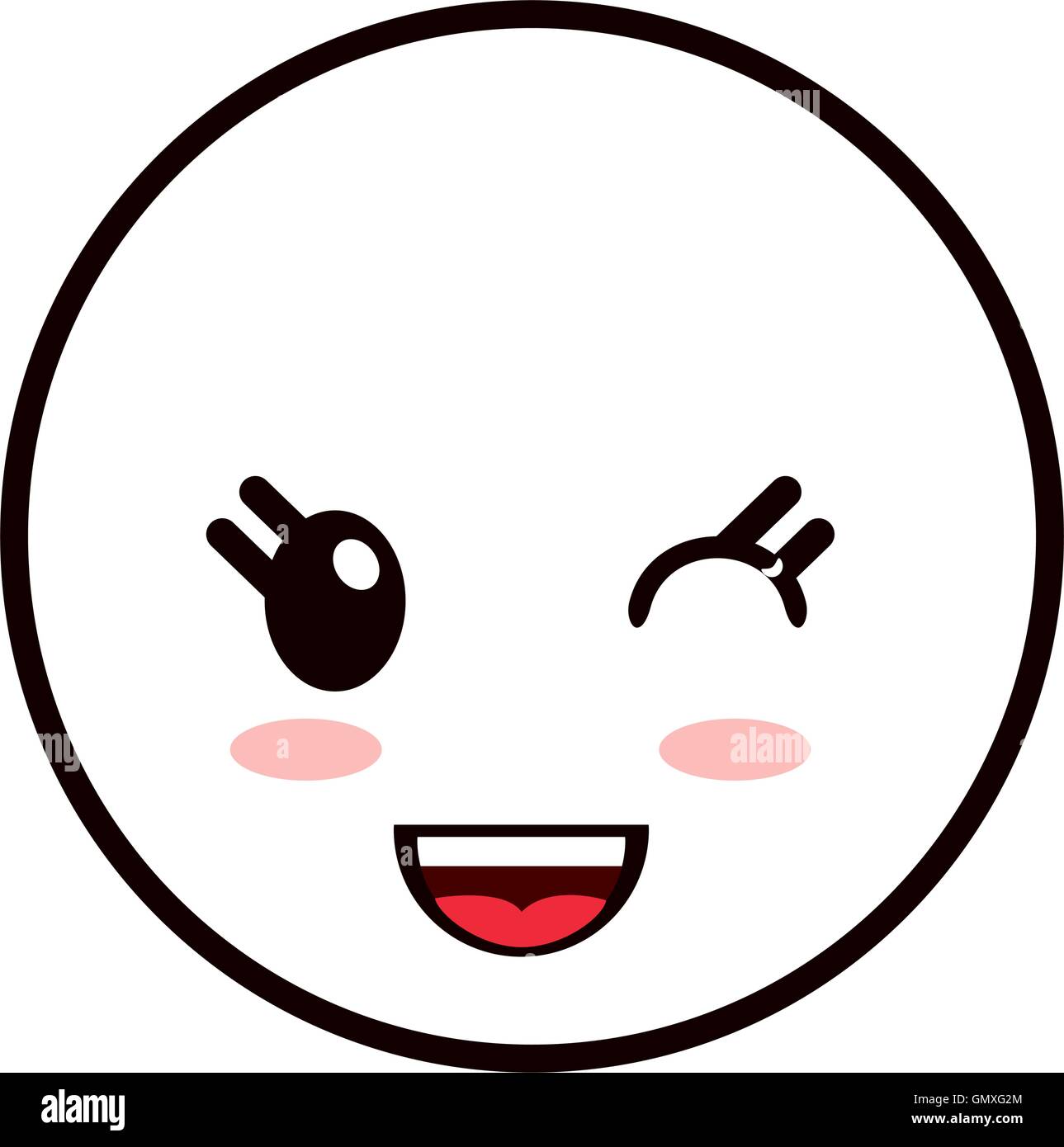 kawaii happy facial expression emoticon icon Stock Vector Image & Art ...