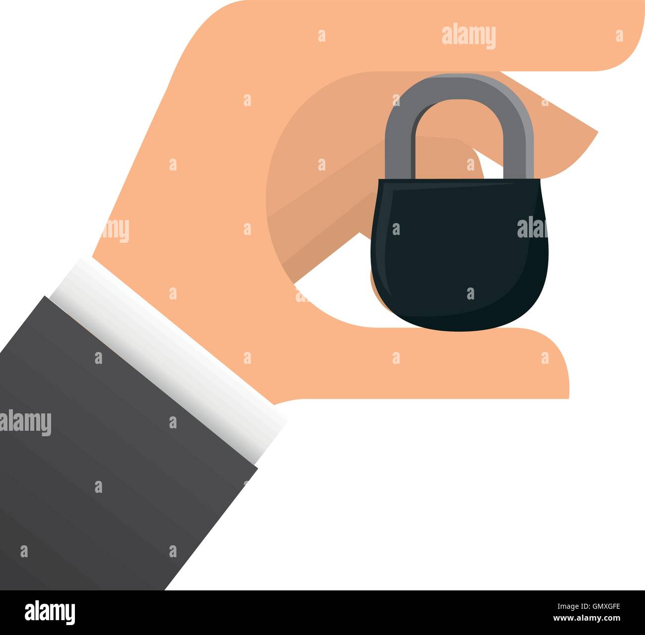 black padlock hand security design Stock Vector Image & Art - Alamy