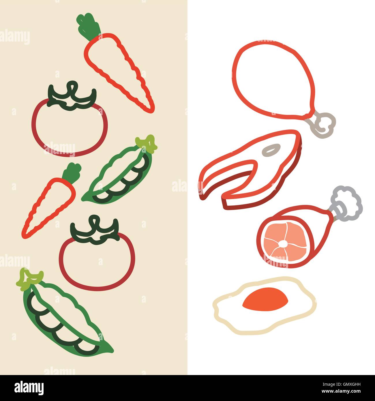 Vegetables protein silhouette hi-res stock photography and images - Alamy