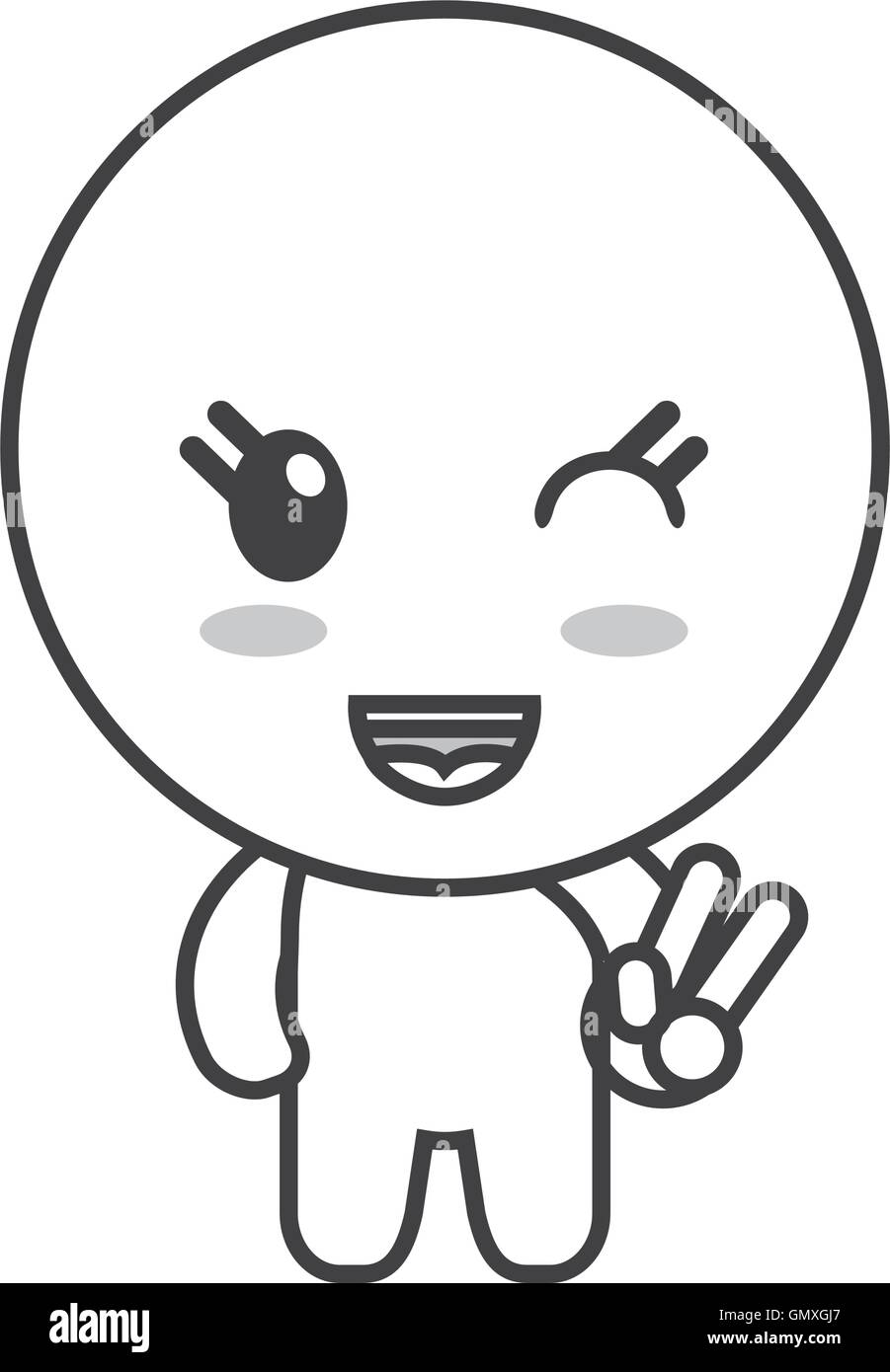 kawaii doll happy facial expression icon Stock Vector Image & Art - Alamy