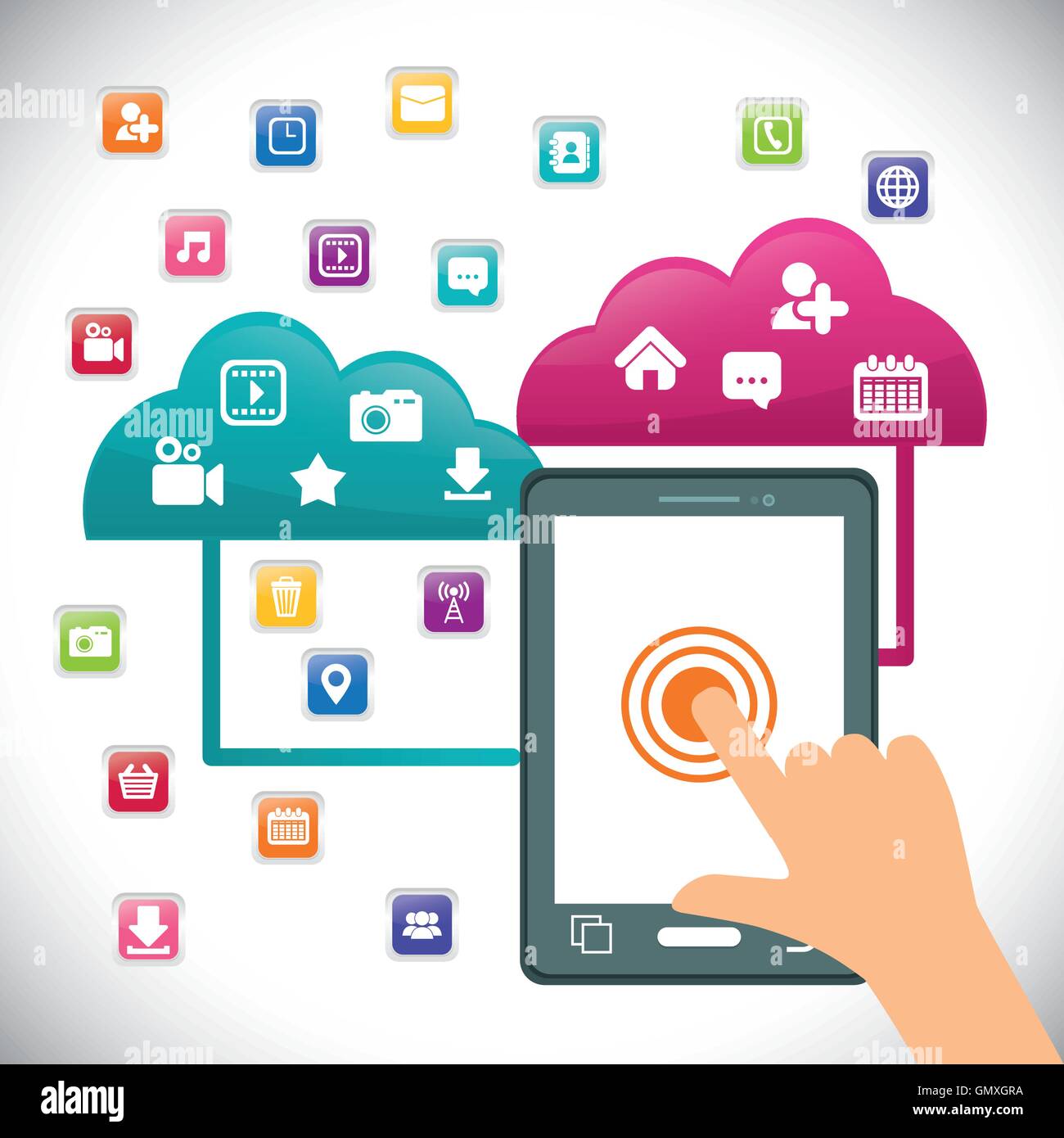 tablet, cloud mobile apps design Stock Vector Image & Art - Alamy