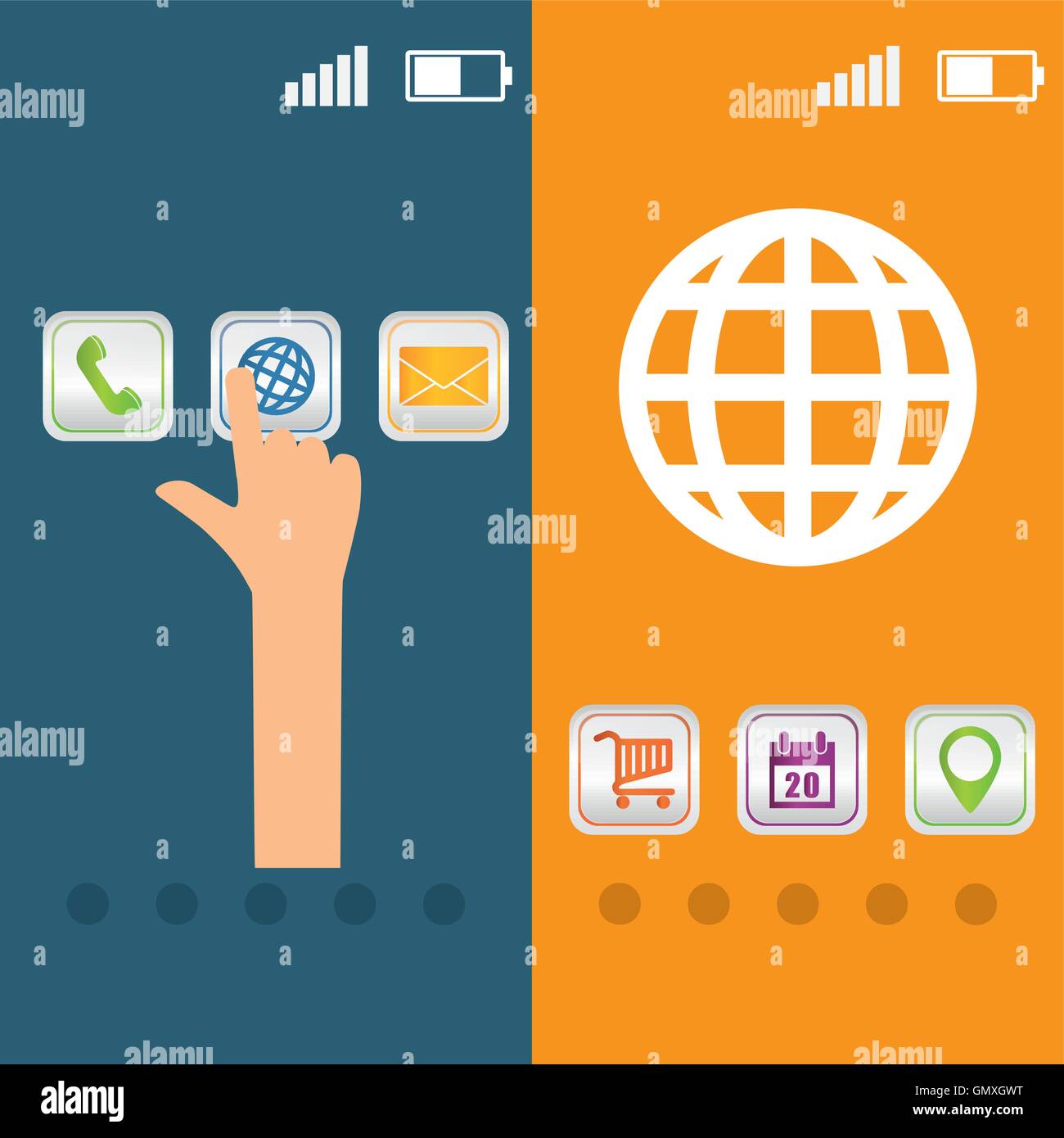 hand mobile apps design Stock Vector Image & Art - Alamy