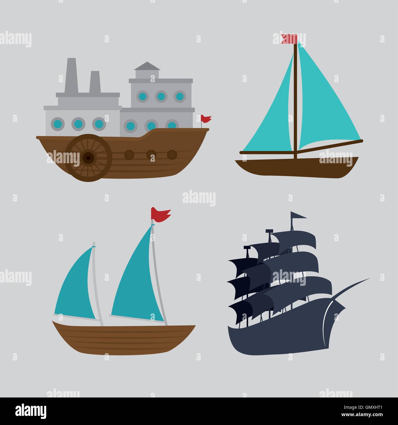 Vintage style boats in Stock Vector Images - Alamy