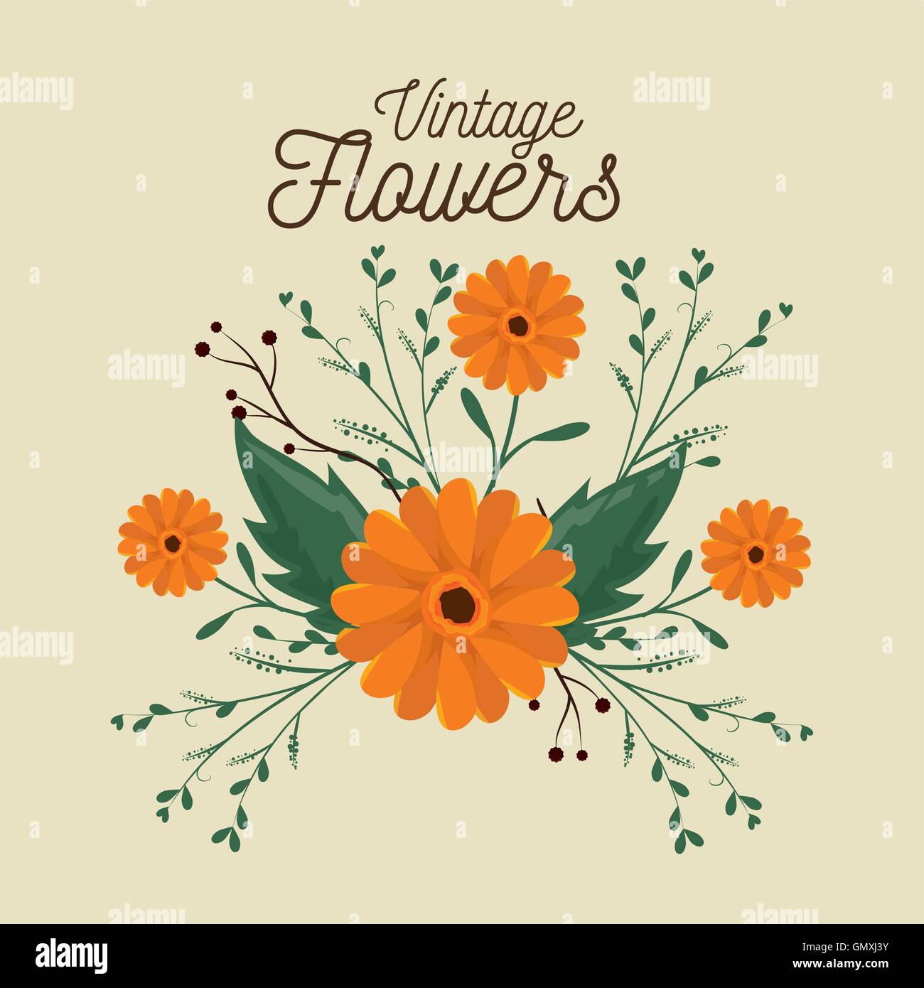 vintage flowers decoration icon Stock Vector Image & Art - Alamy