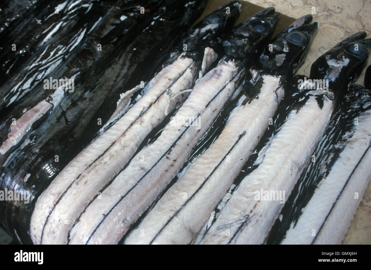 Black scabbardfish, Aphanopus carbo. They remove the black skin of ...