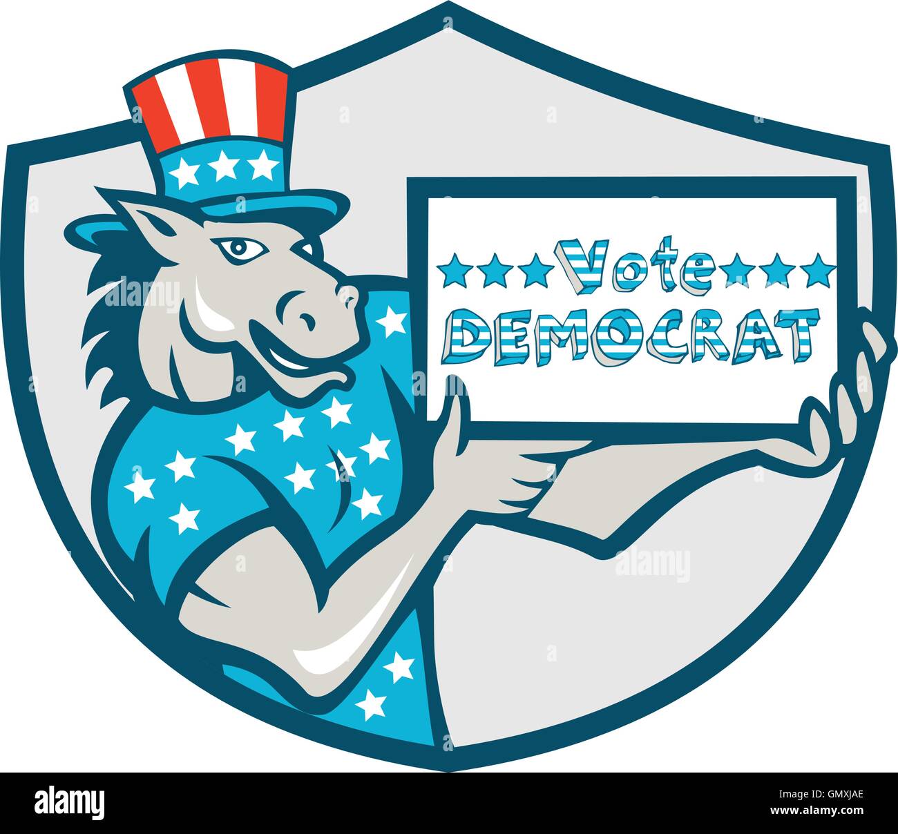 Vote Democrat Donkey Mascot Shield Cartoon Stock Vector Image & Art - Alamy