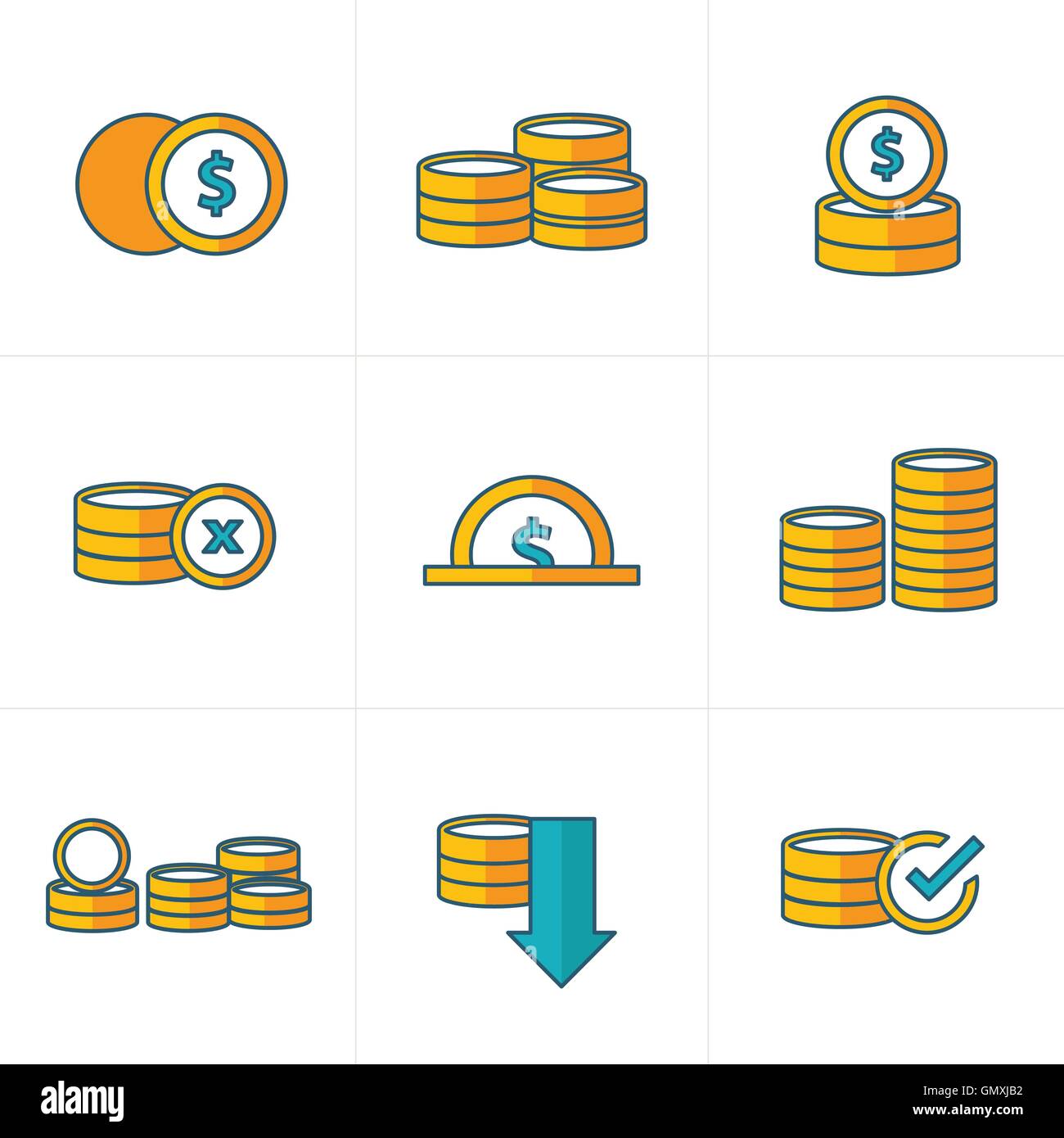 Coins Icons Set cute style Stock Vector Image & Art - Alamy