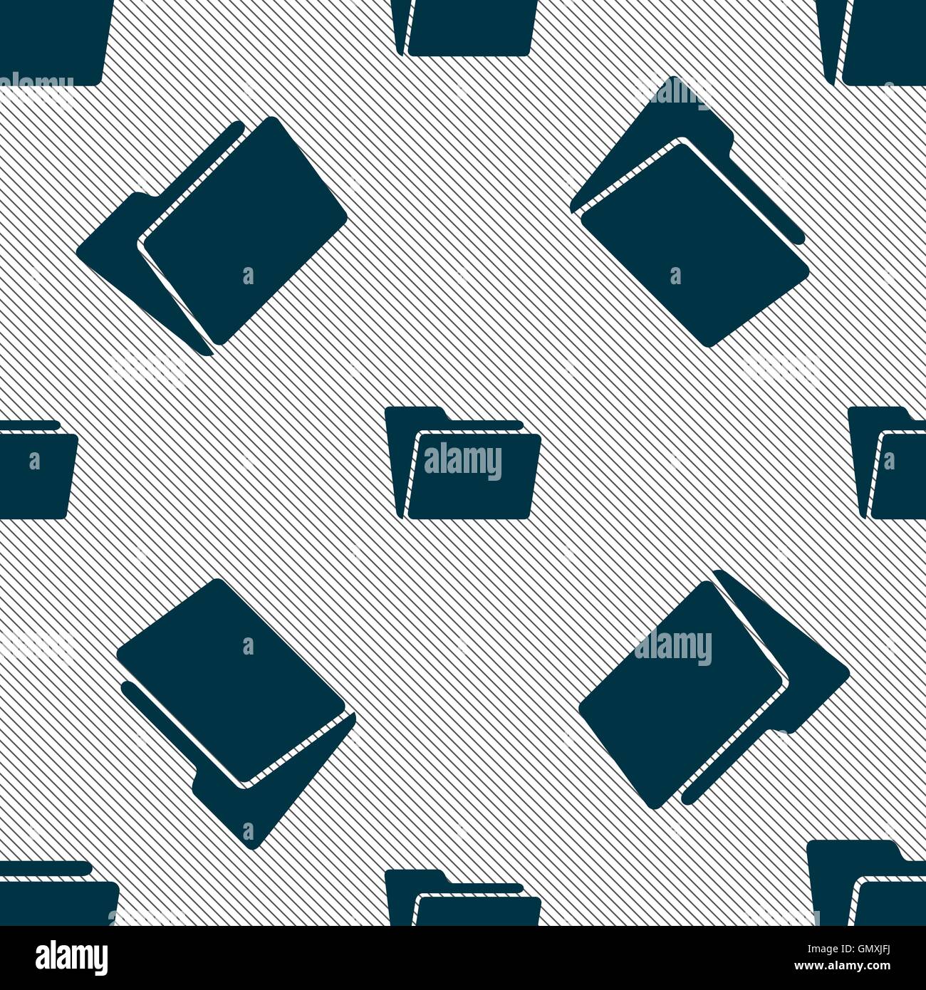 Folder icon sign. Seamless pattern with geometric texture. Vector Stock ...