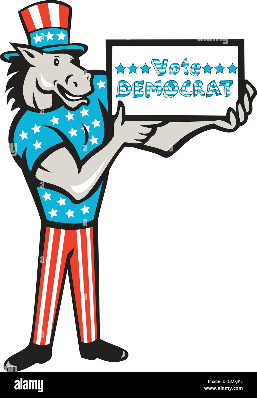 Vote Democrat Donkey Mascot Standing Cartoon Stock Vector Image & Art ...