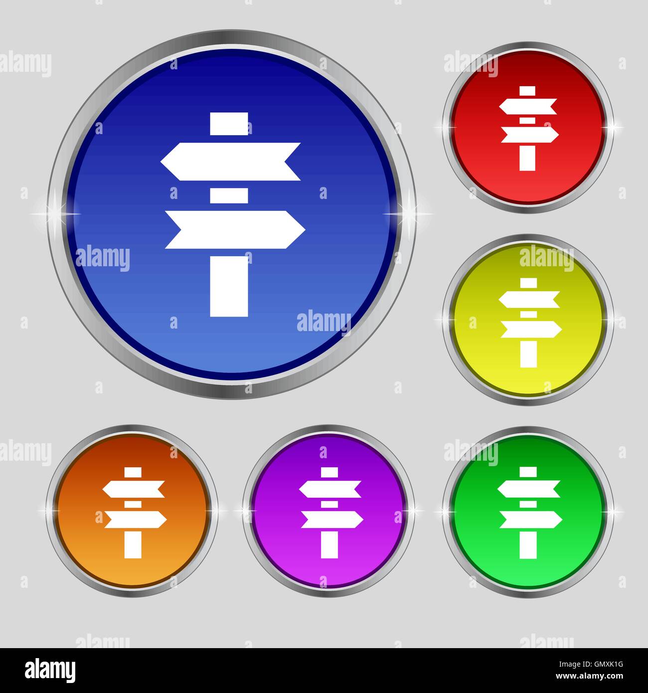 line directs icon sign. Round symbol on bright colourful buttons. Vector Stock Vector Image ...