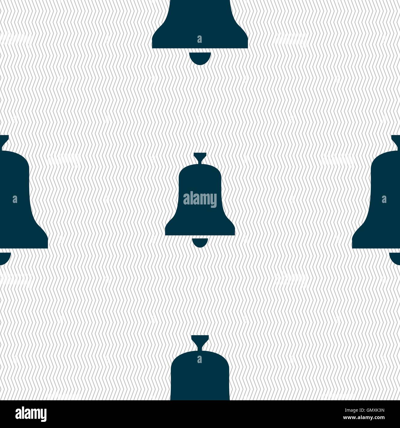 Alarm bell icon sign. Seamless pattern with geometric texture. Vector ...