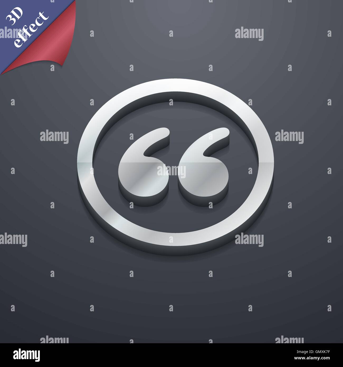 Double quotes icon symbol. 3D style. Trendy, modern design with space ...