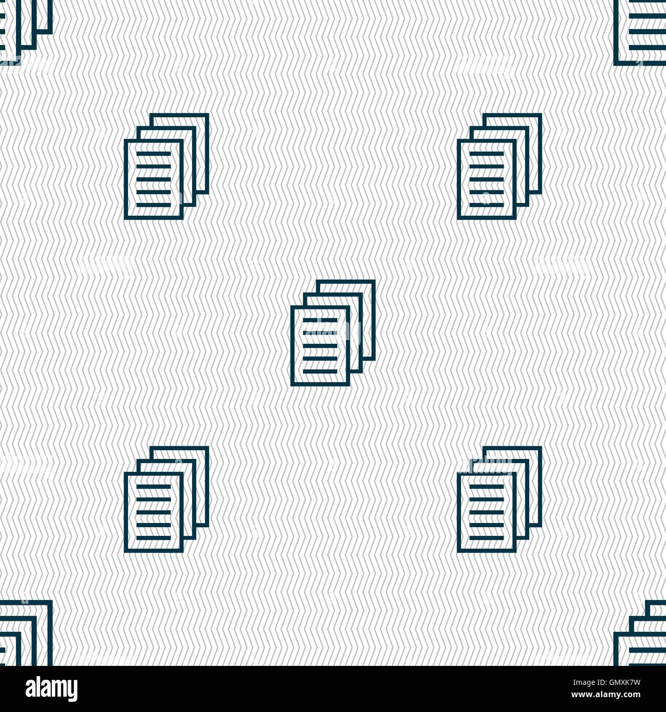 Copy file, Duplicate document icon sign. Seamless pattern with ...