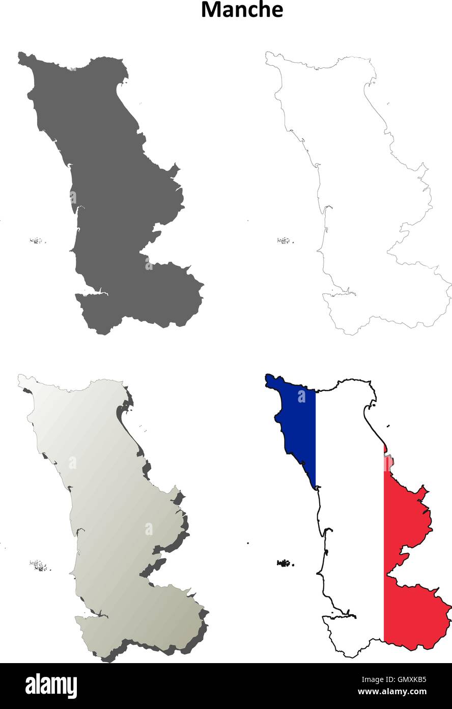 Manche, Lower Normandy outline map set Stock Vector Image & Art - Alamy