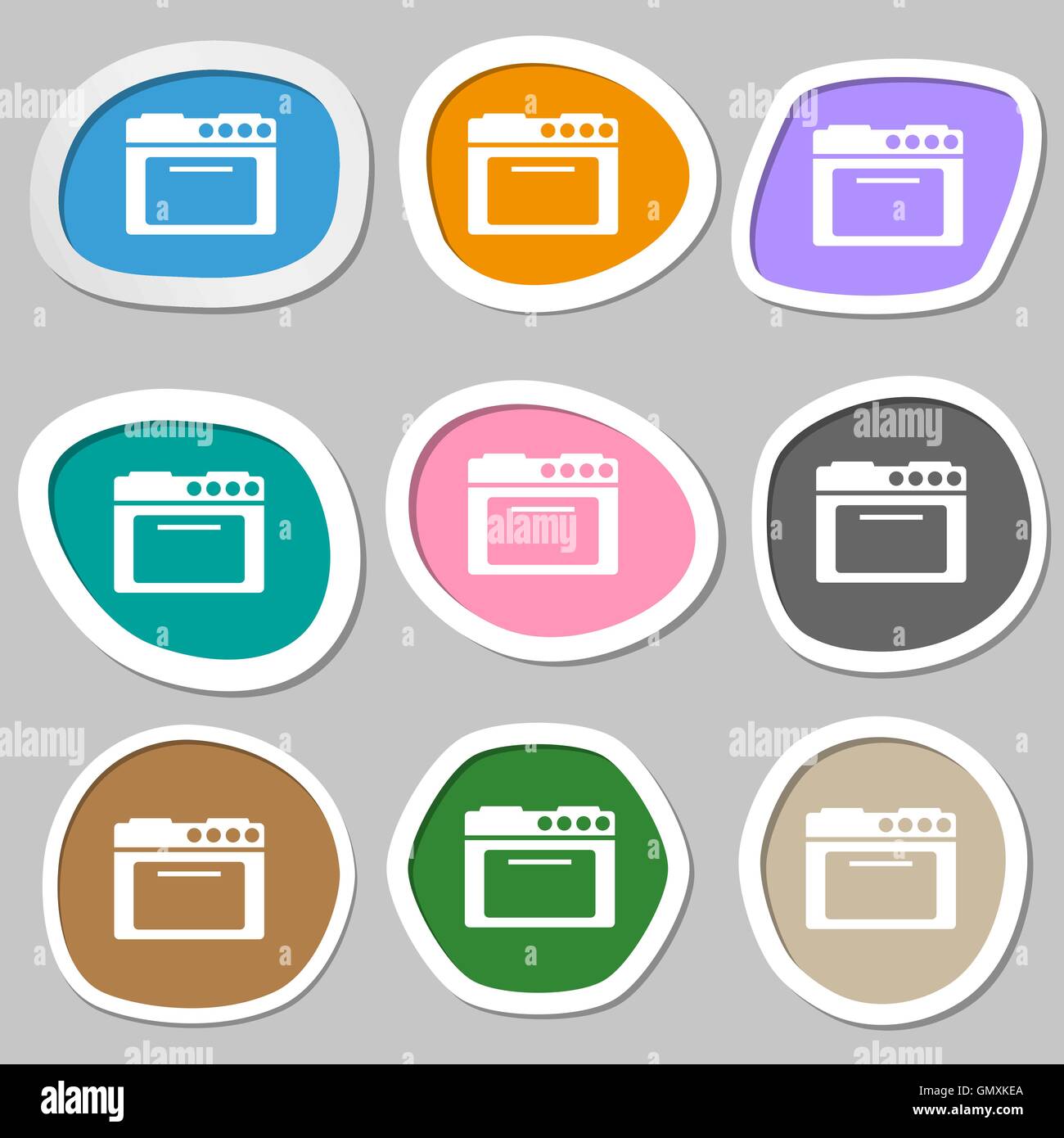 kitchen stove symbols. Multicolored paper stickers. Vector Stock Vector ...