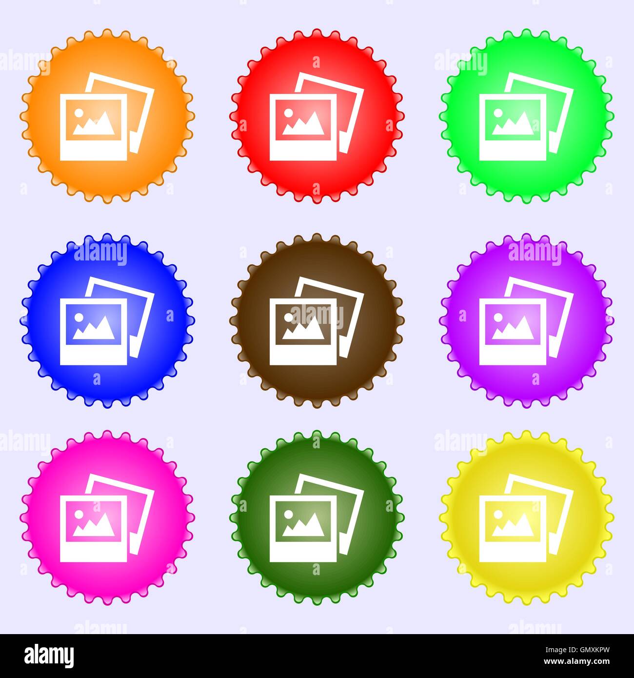File JPG icon sign. A set of nine different colored labels. Vector ...