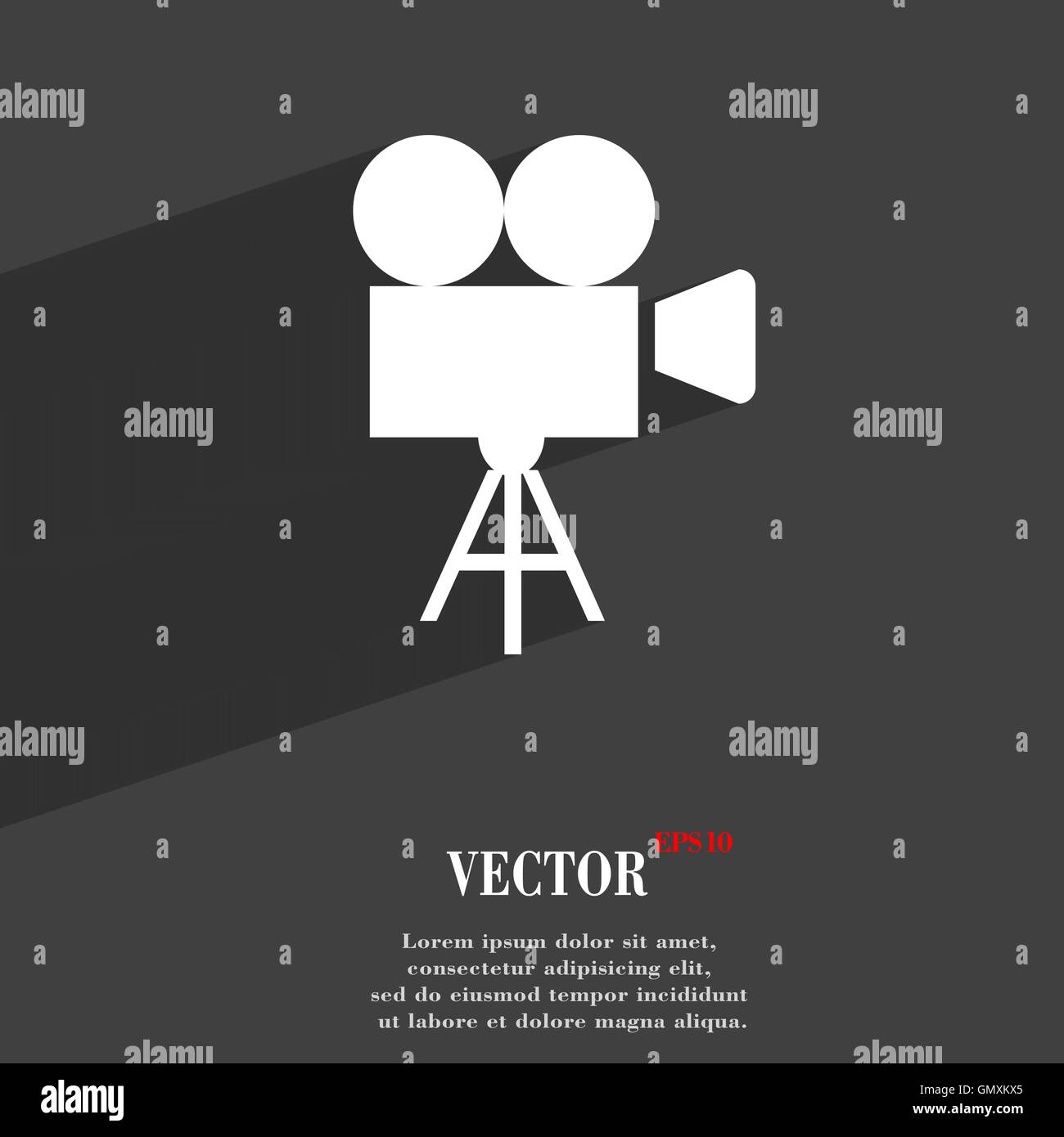 Video camera symbol Flat modern web design with long shadow and space ...