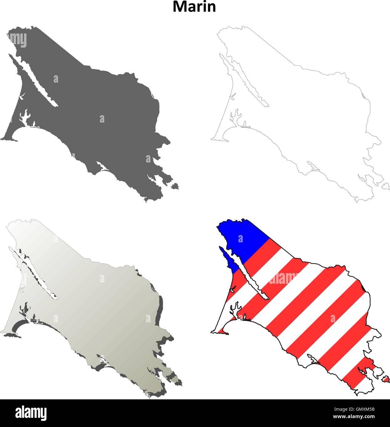 Marin County, California outline map set Stock Vector Image & Art - Alamy