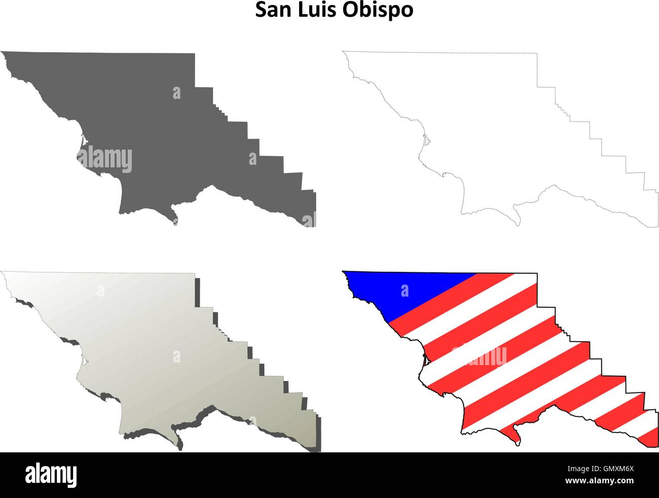 San Luis Obispo County, California outline map set Stock Vector Image ...
