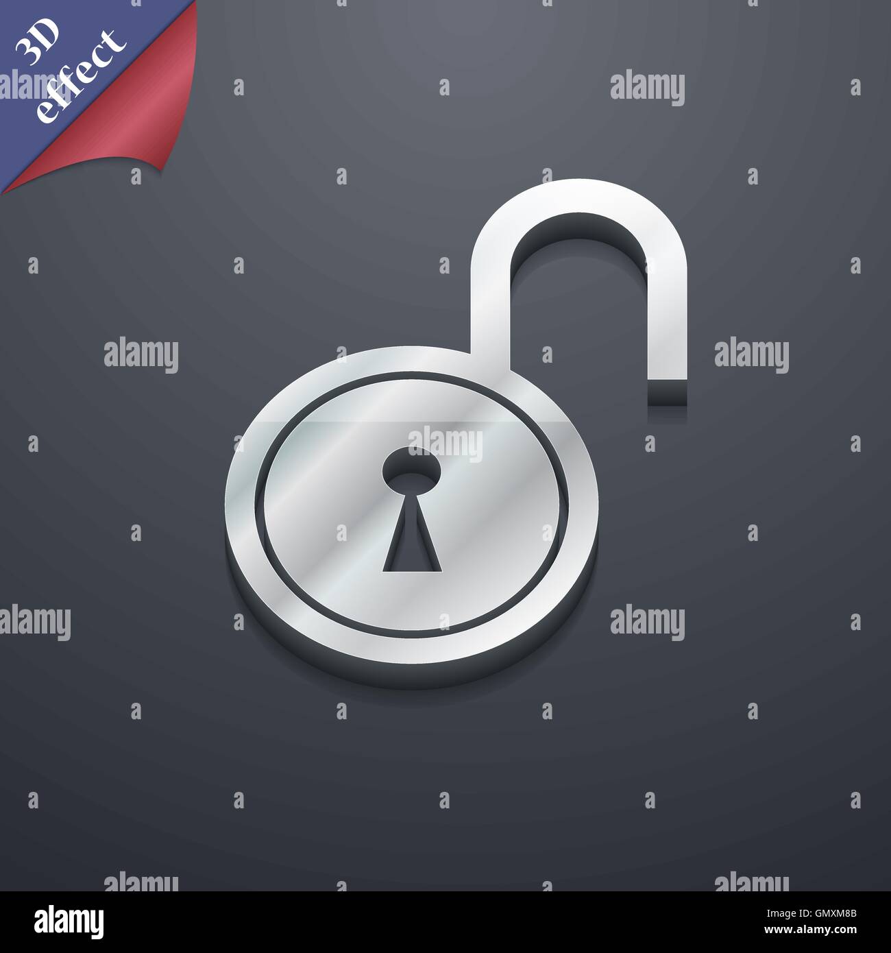 open lock icon symbol. 3D style. Trendy, modern design with space for ...