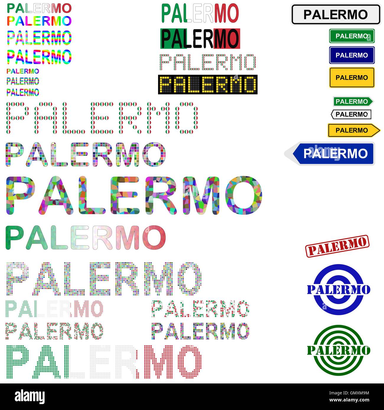 Palermo text design set Stock Vector Image & Art - Alamy