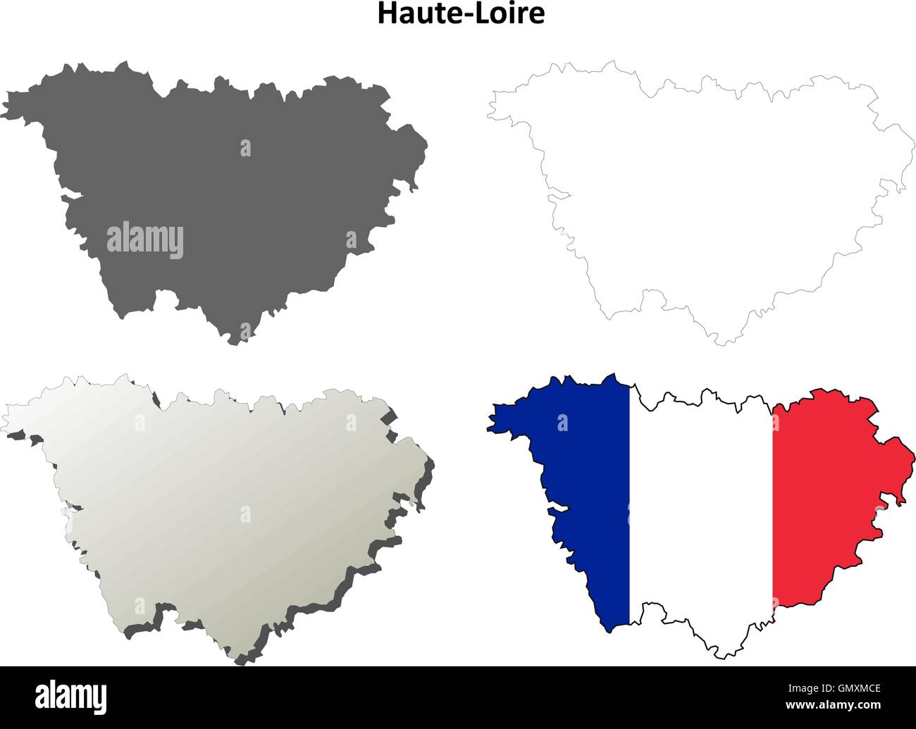 Haute-Loire, Auvergne outline map set Stock Vector Image & Art - Alamy