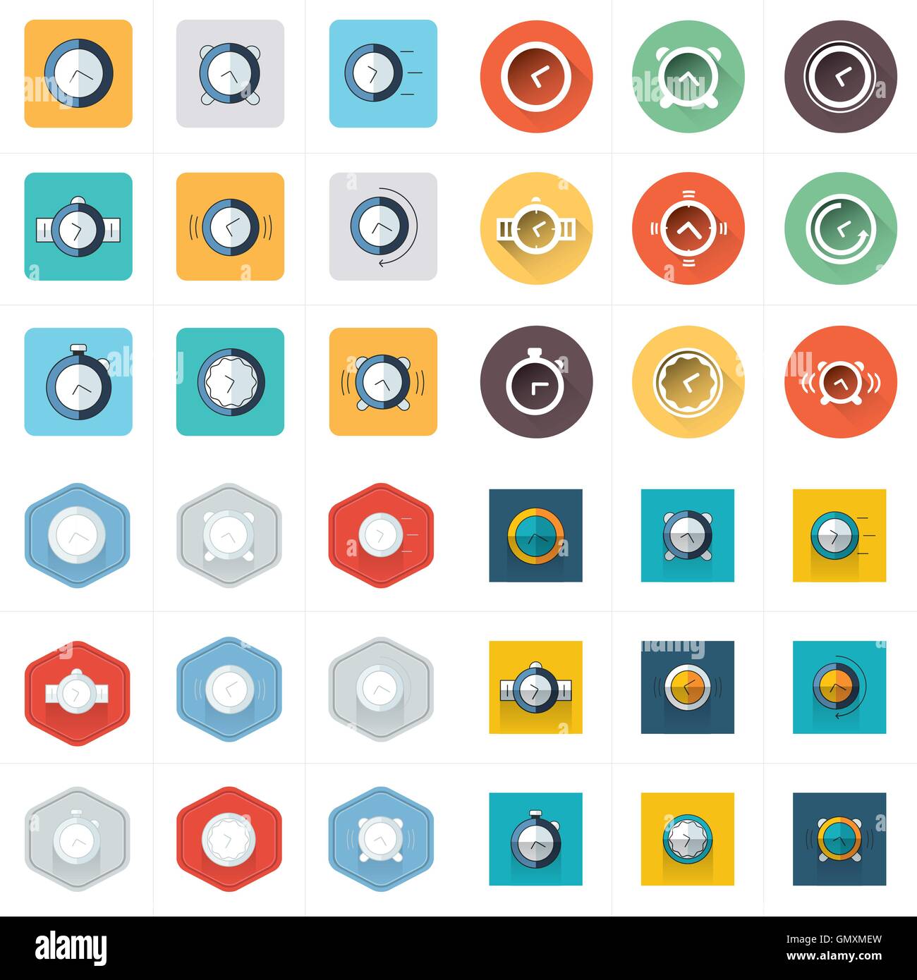 Time Clock Icons Set Stock Vector Image & Art - Alamy