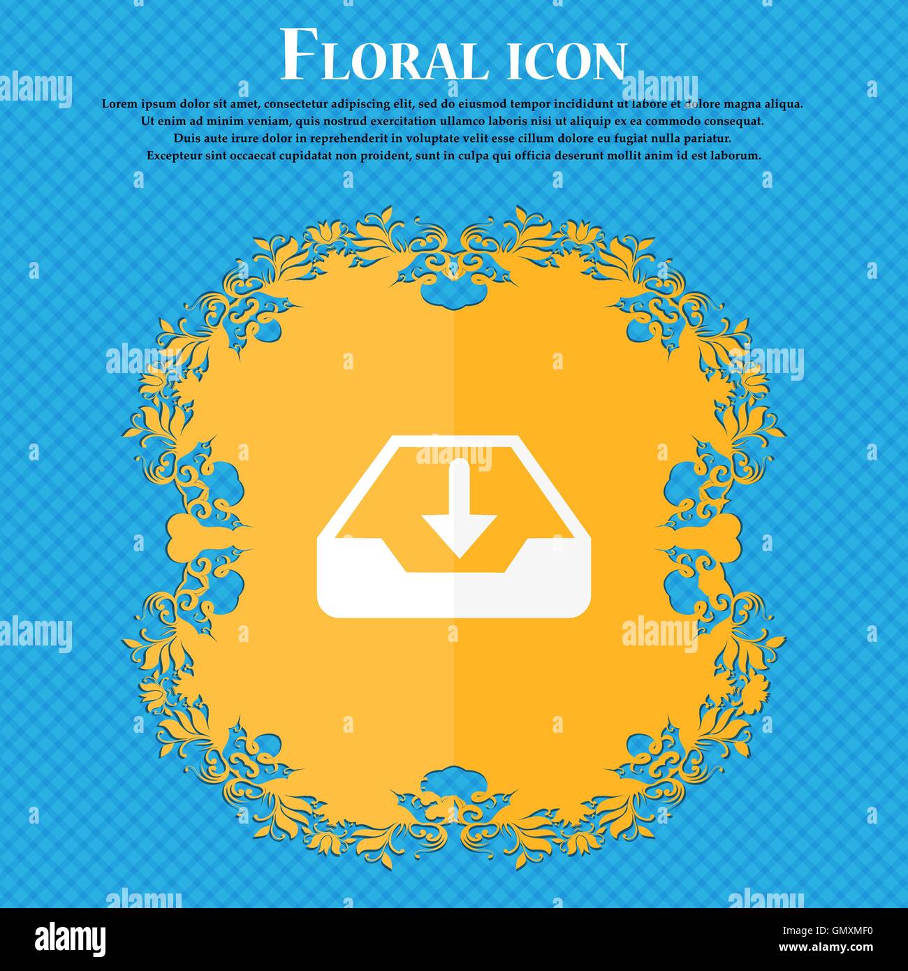 Restore icon. Floral flat design on a blue abstract background with ...