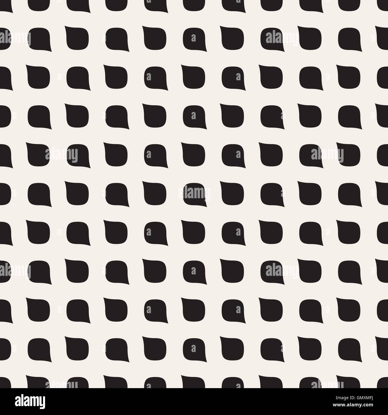 Vector Seamless Black and White Rounded Drop Shape Grid Pattern Stock ...
