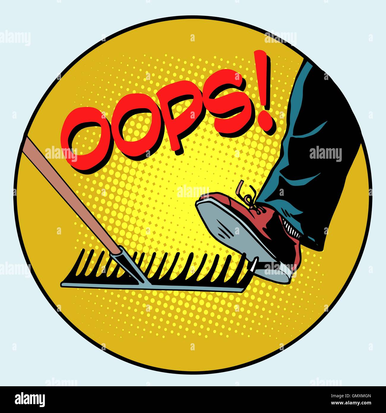 To step on a rake. Failure and problems pop art retro style Stock ...