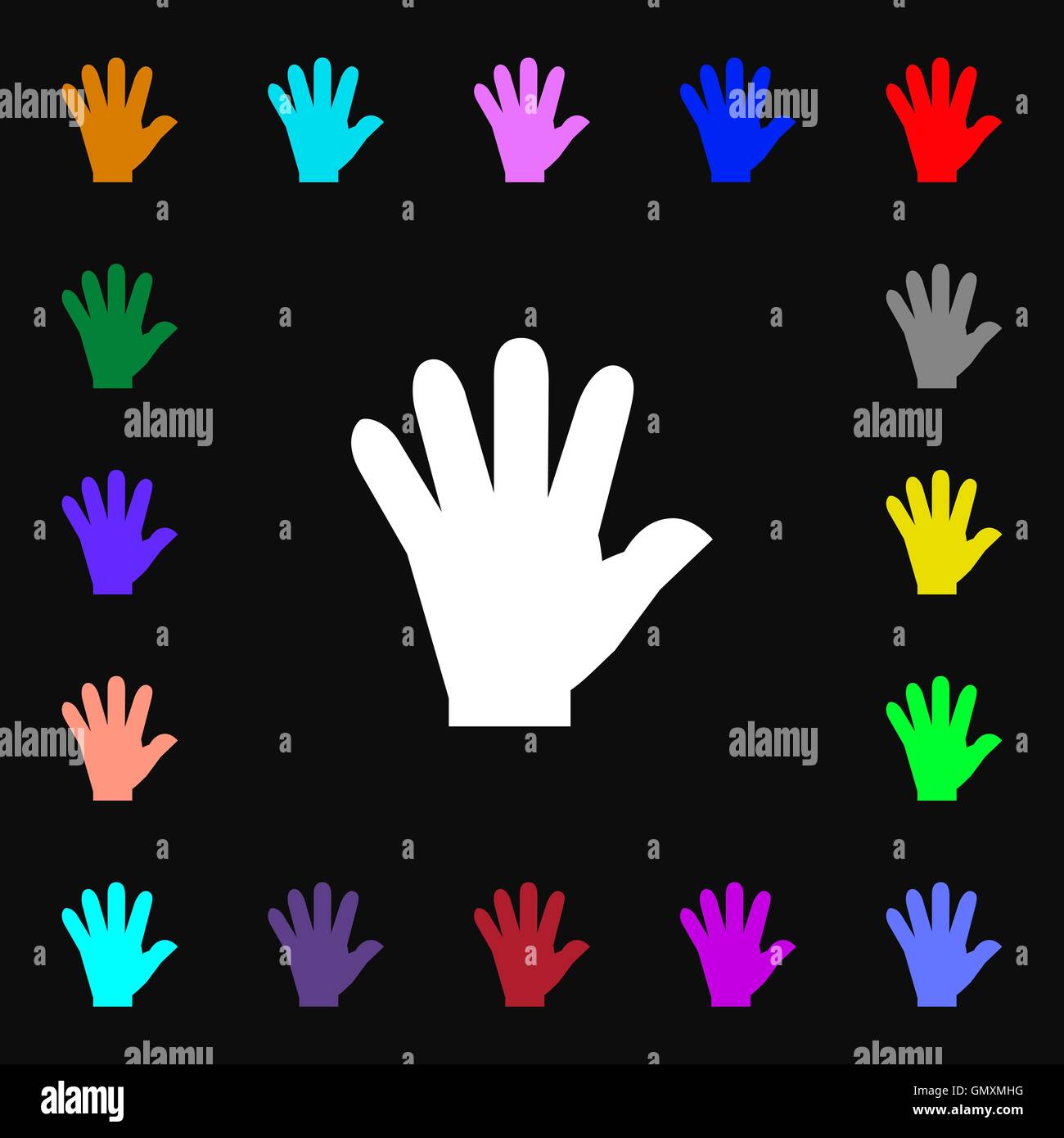 hand icon sign. Lots of colorful symbols for your design. Vector Stock ...