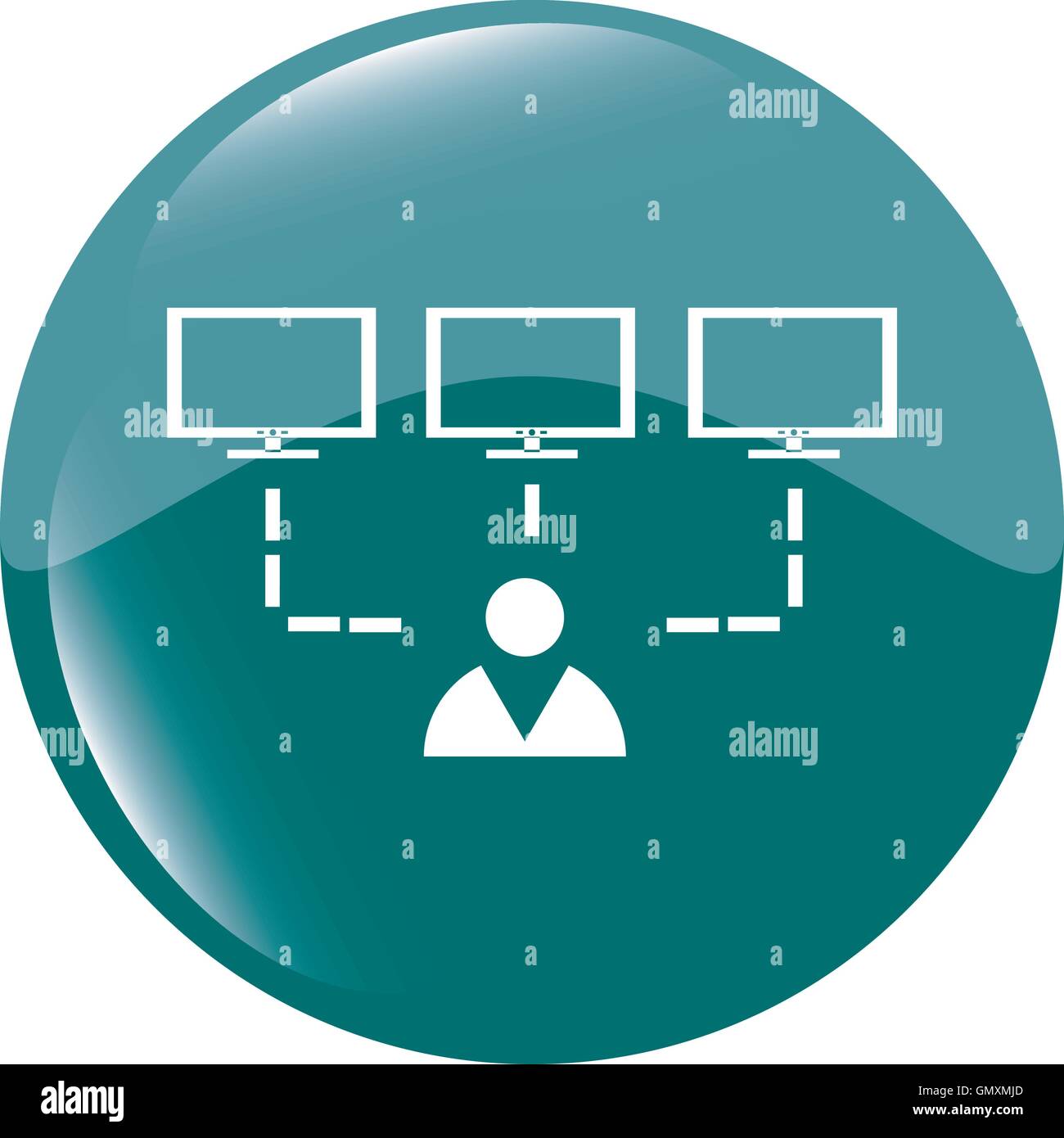 social network with man and computer set web icon button vector ...