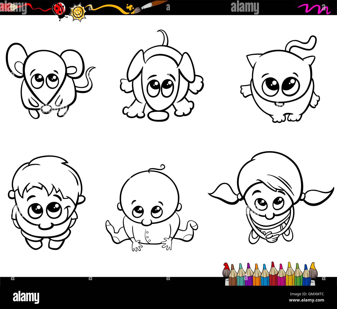 People pets coloring page hi-res stock photography and images - Alamy