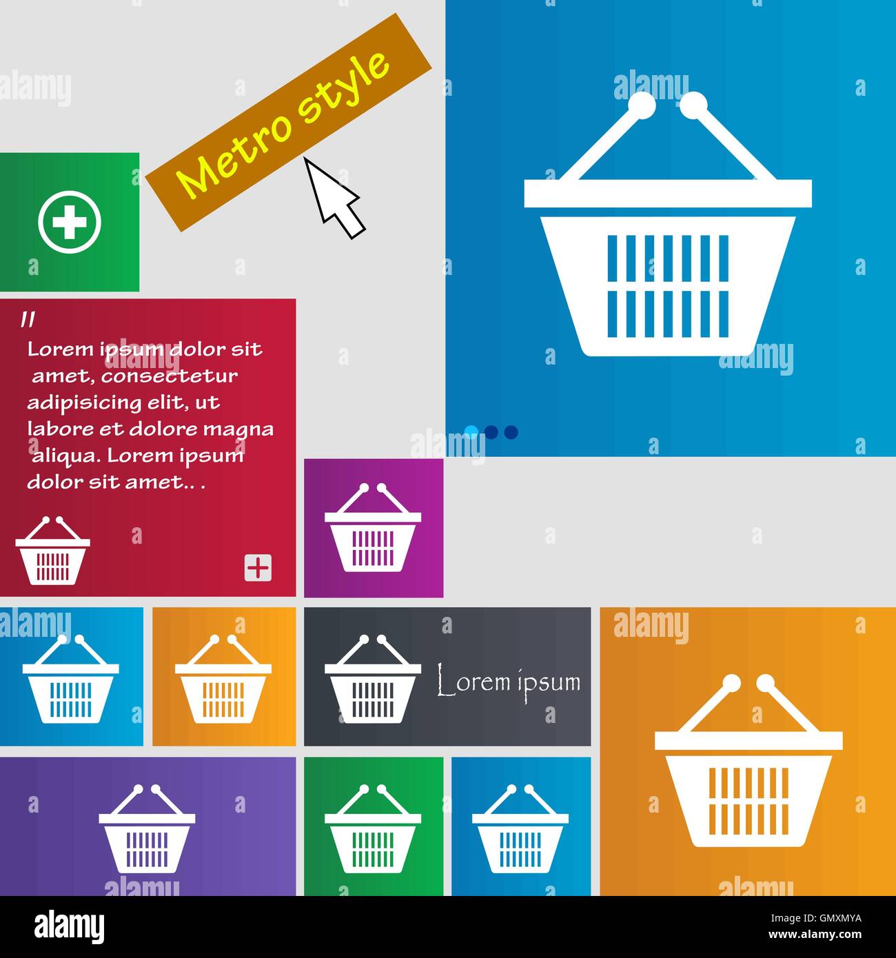 Shopping basket icon sign. buttons. Modern interface website buttons with cursor pointer. Vector ...