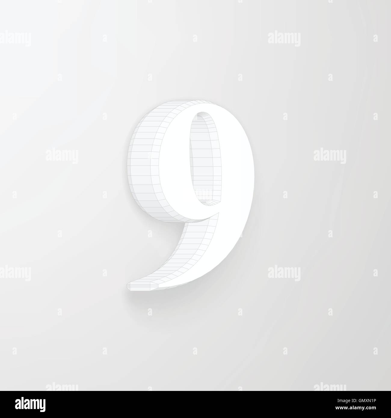 Alphabet collection: wireframe of 3d character 9, vector Stock Vector ...