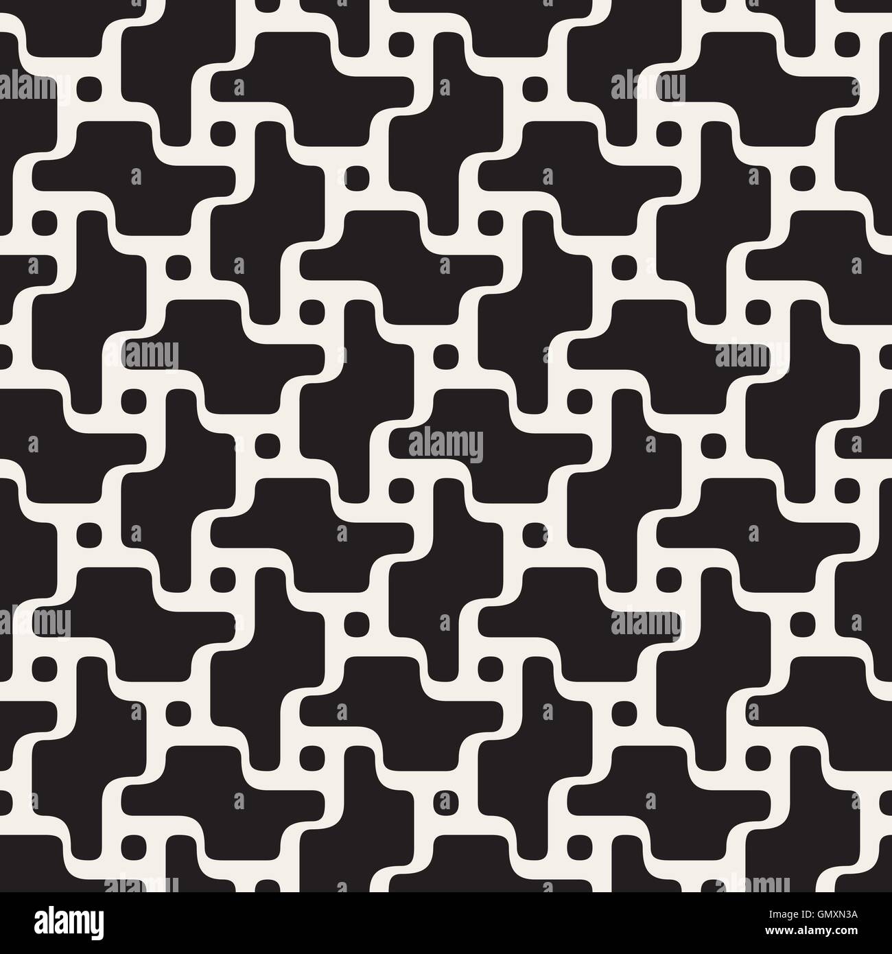 Vector Seamless Black And White Rounded Line Lattice Pavement Pattern ...