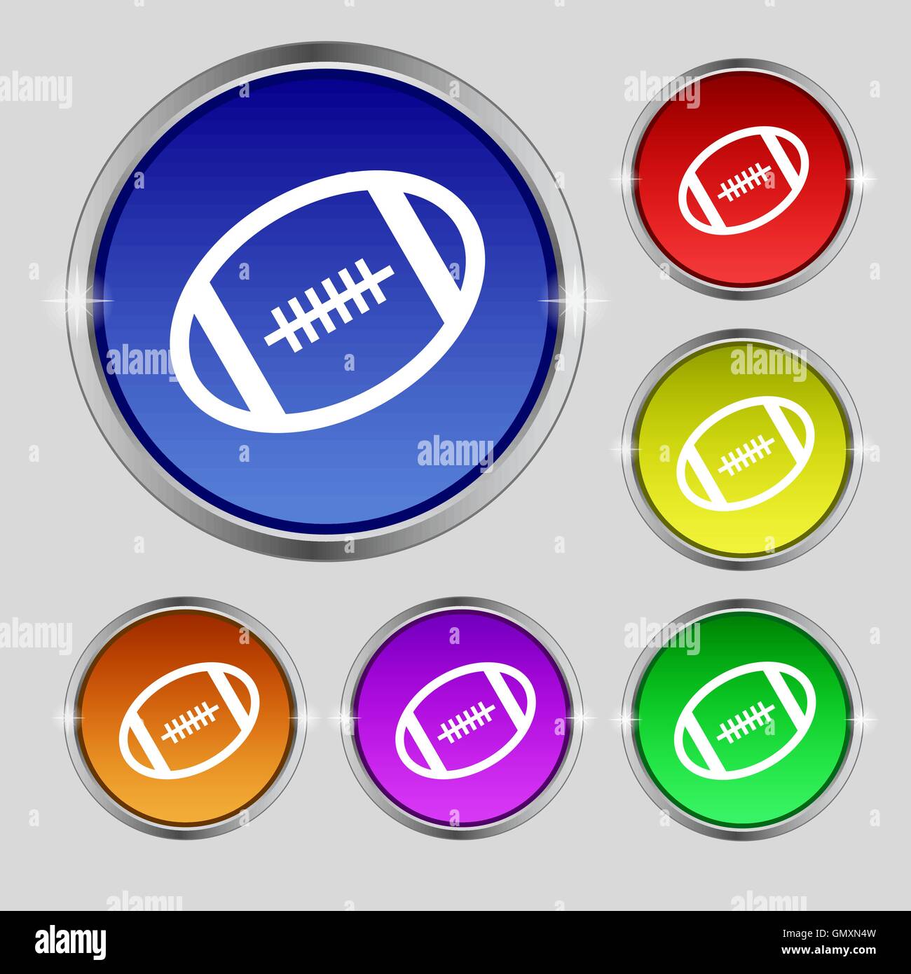 american football icon sign. Round symbol on bright colourful buttons ...