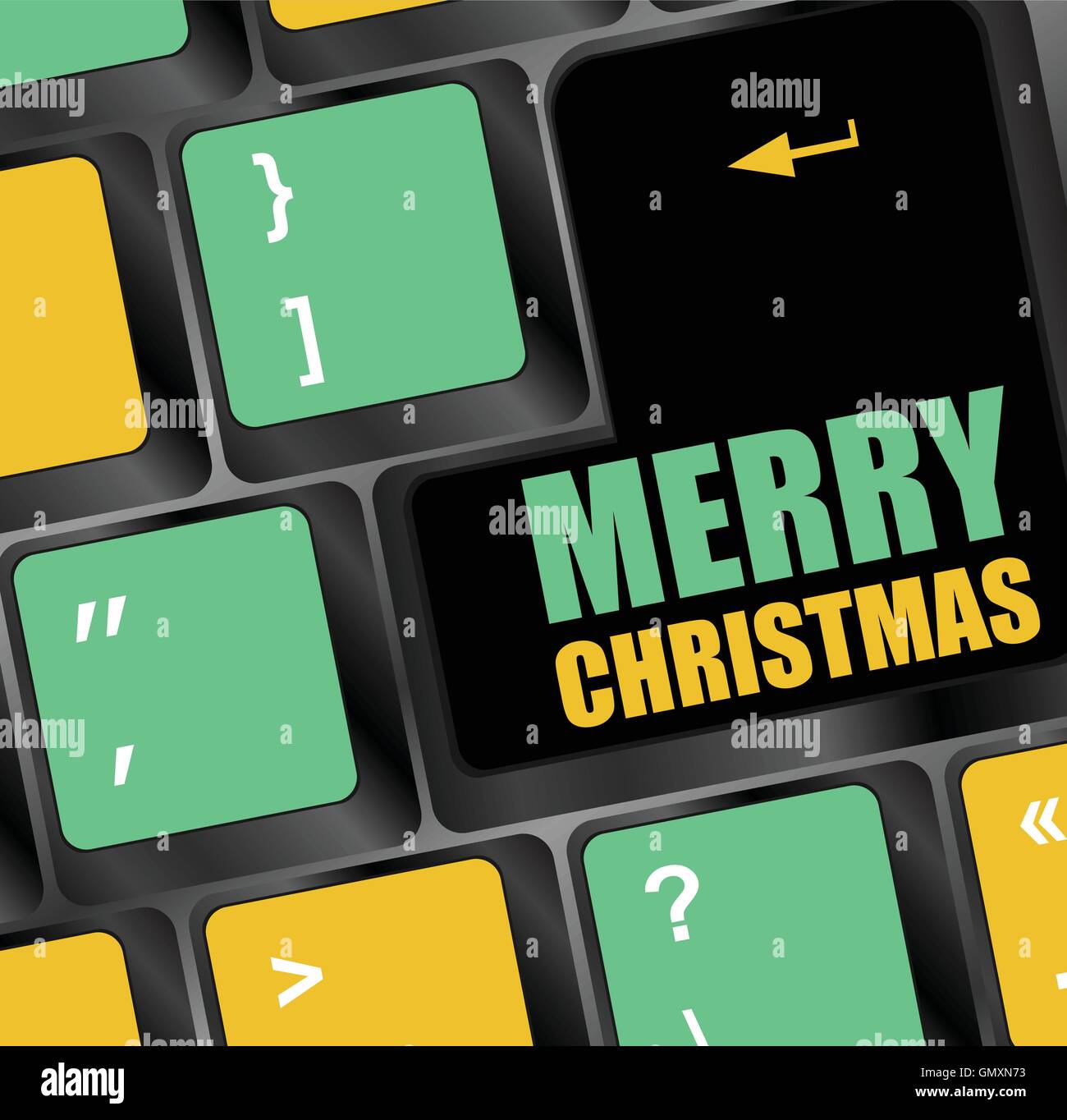 Computer Keyboard with Merry Christmas Key vector illustration Stock ...