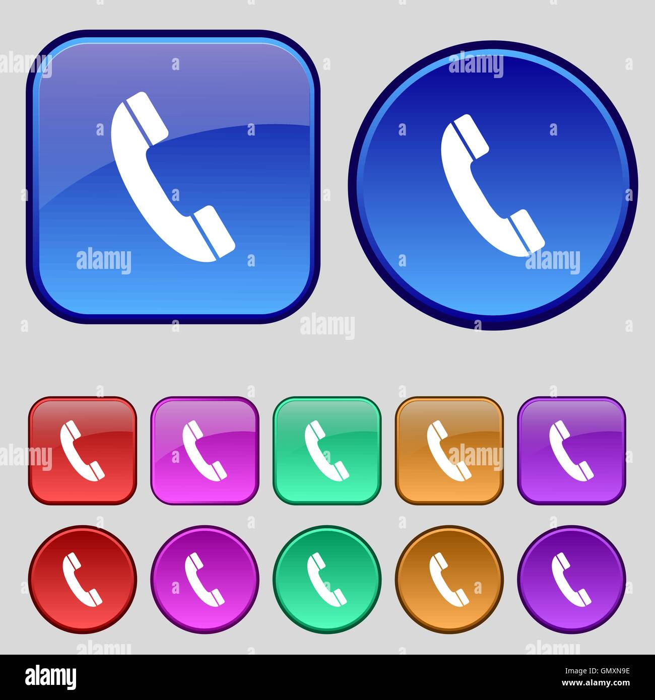 Call icon sign. A set of twelve vintage buttons for your design. Vector ...